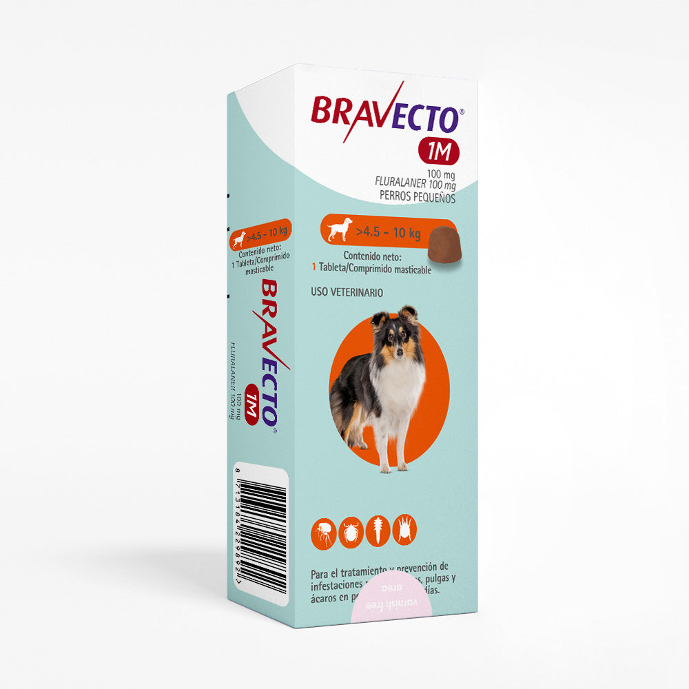BRAVECTO 1 Mes de 100 mg (4.5 a 10 KG) – mypets.mx